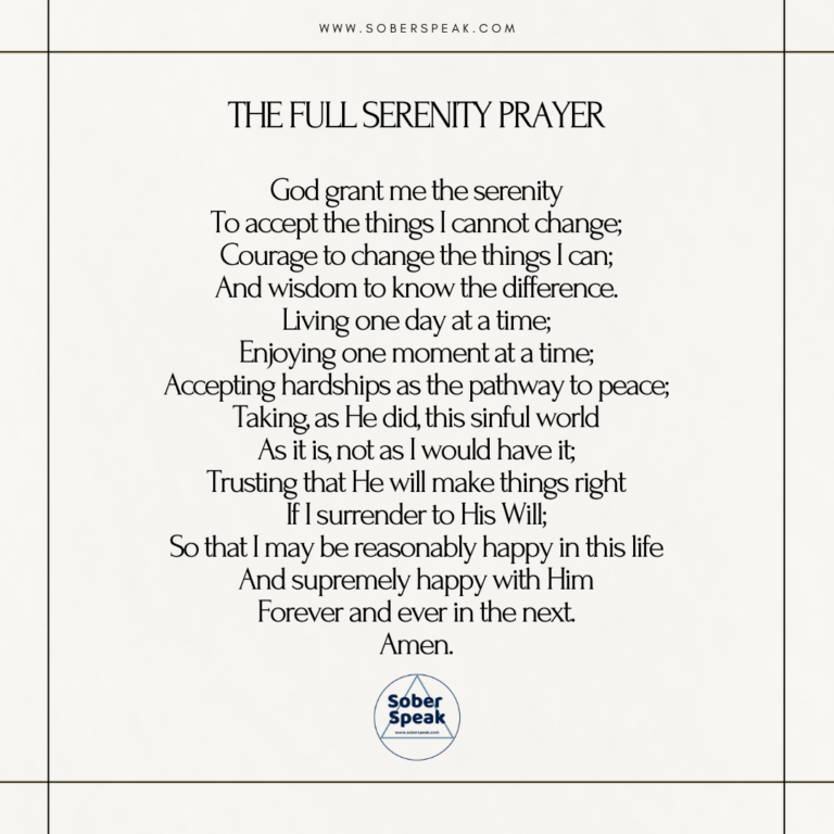 The Full Version of the Serenity Prayer (Long Version) | Sober Speak